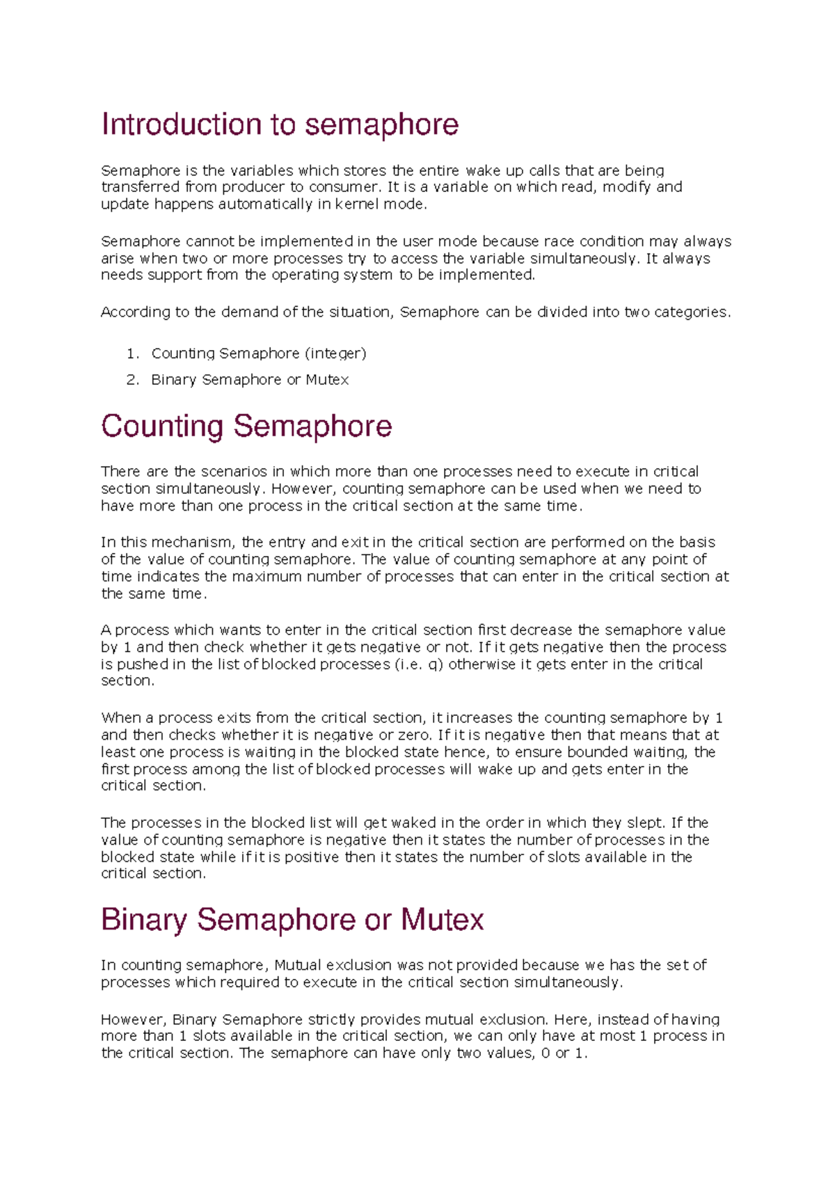 Semaphore,Monitor - Introduction to semaphore Semaphore is the variables which stores the entire ...