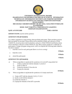 OOP Assignment - OBJECT ORIENTED PROGRAMMING KCAU BBIT 2 TOWN CAMPUS QUESTION ONE (a ...