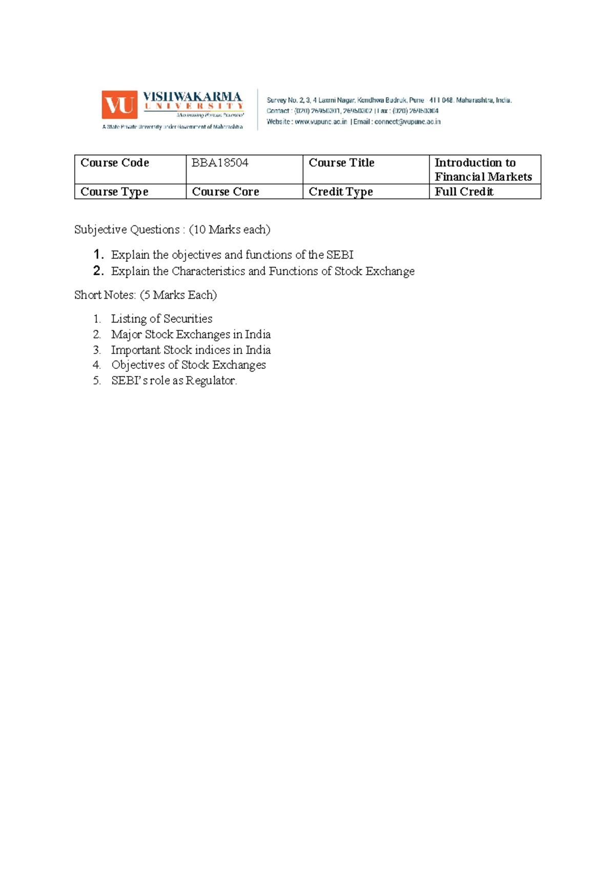 Q14177 Chapter 4 - Course Code BBA18504 Course Title Introduction to Financial Markets Course ...