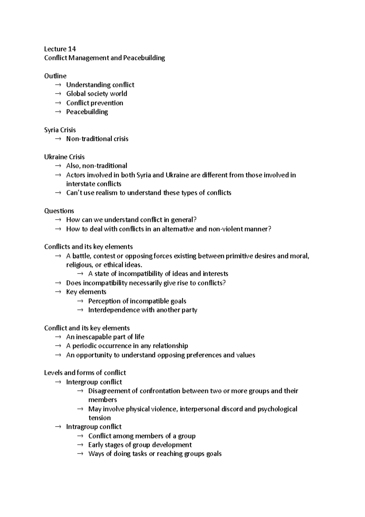 Lecture 14 - Conflict Management - Lecture 14 Conflict Management and ...