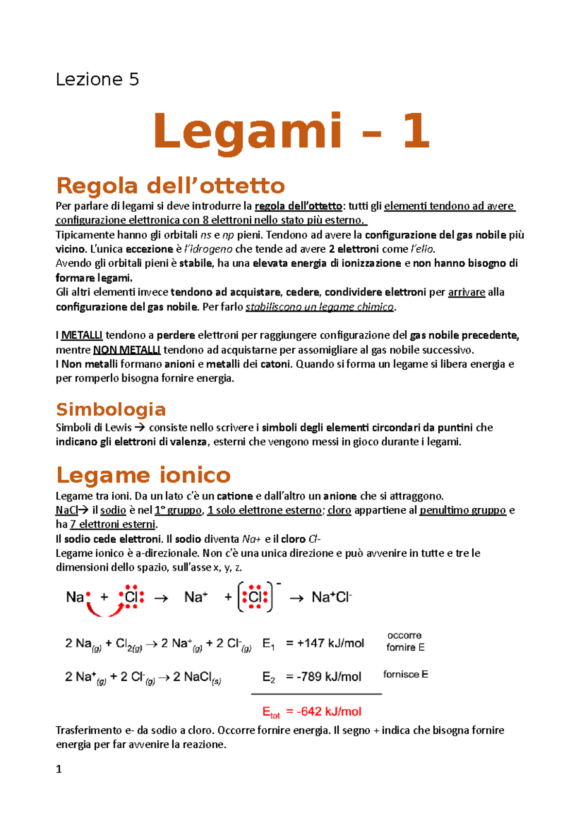 Lezione 5- Legami - prof. Gabano - Lezione 5 Legami – 1 Regola dell ...