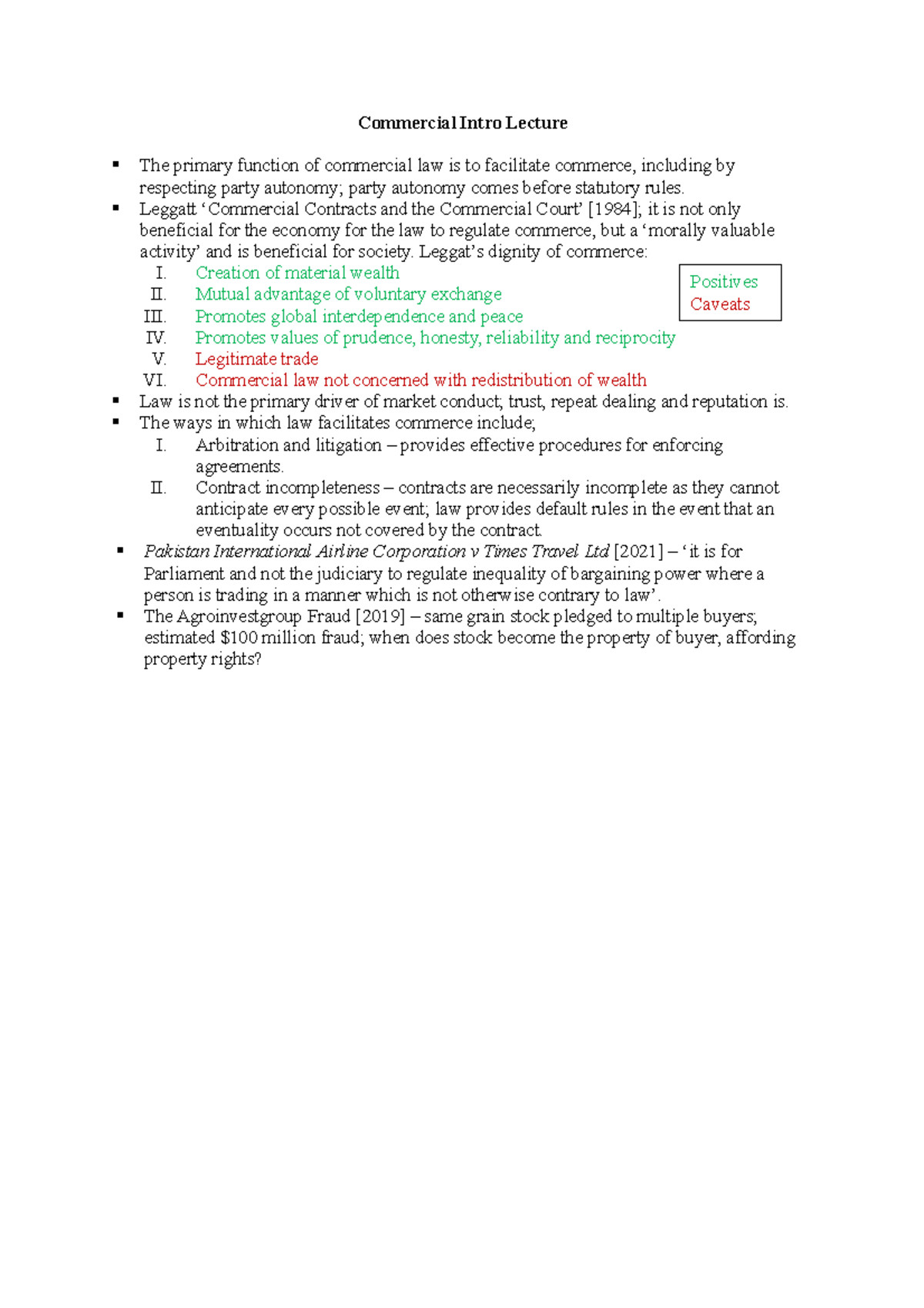 Commercial Lecture (Intro) - Commercial Intro Lecture The primary ...