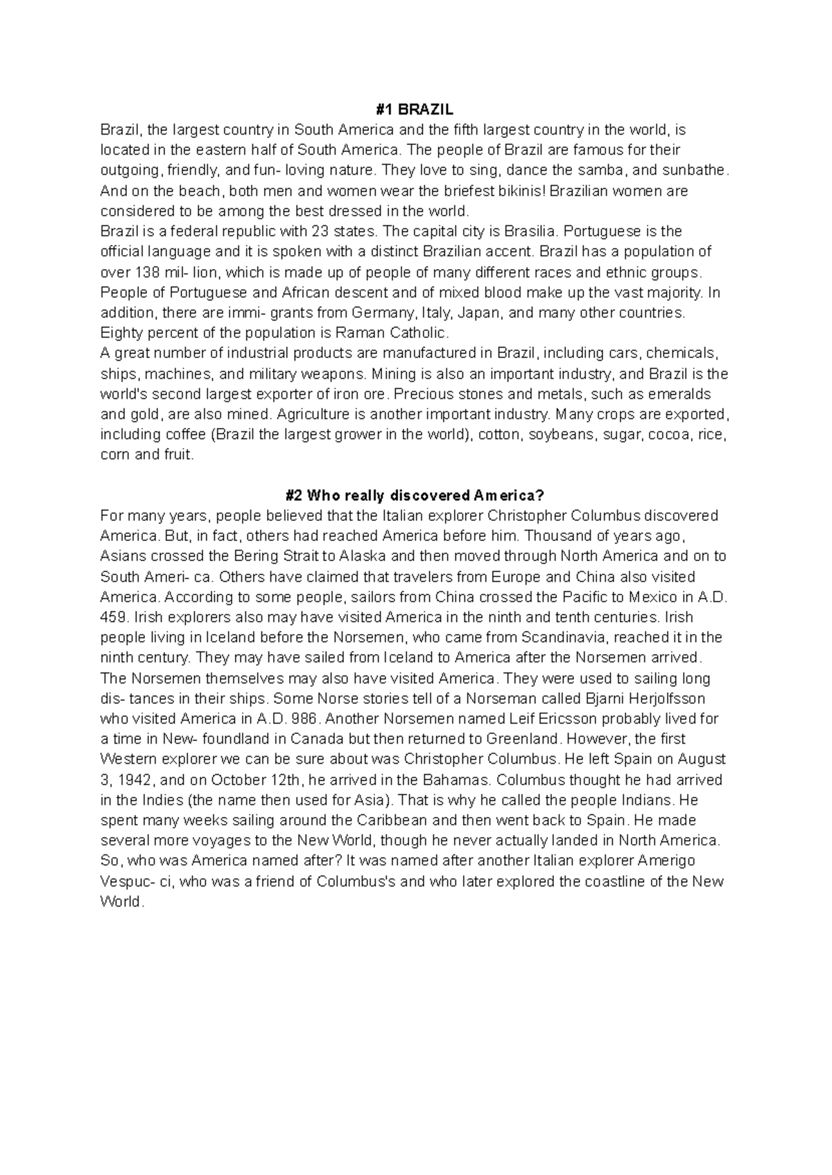 DICH ANH VIET - grdg - #1 BRAZIL Brazil, the largest country in South ...