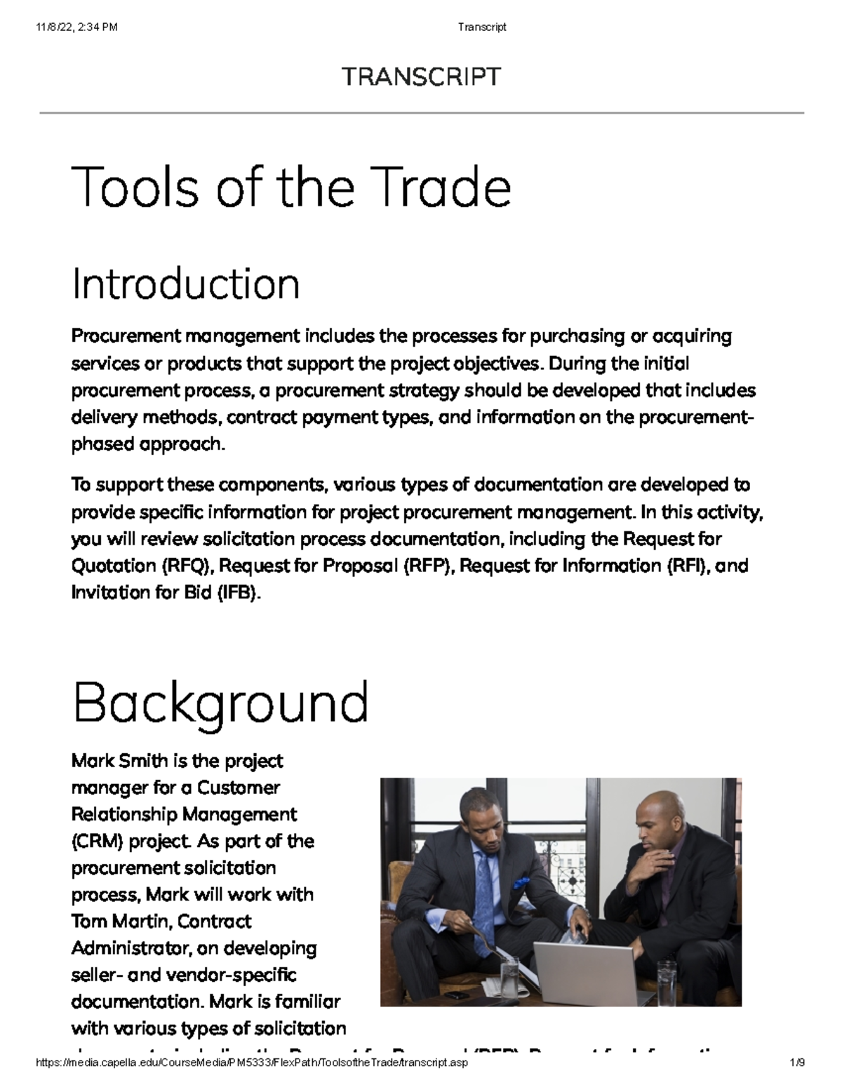 Activity Tools of the Trade - Transcript - TRANSCRIPT Tools of the ...