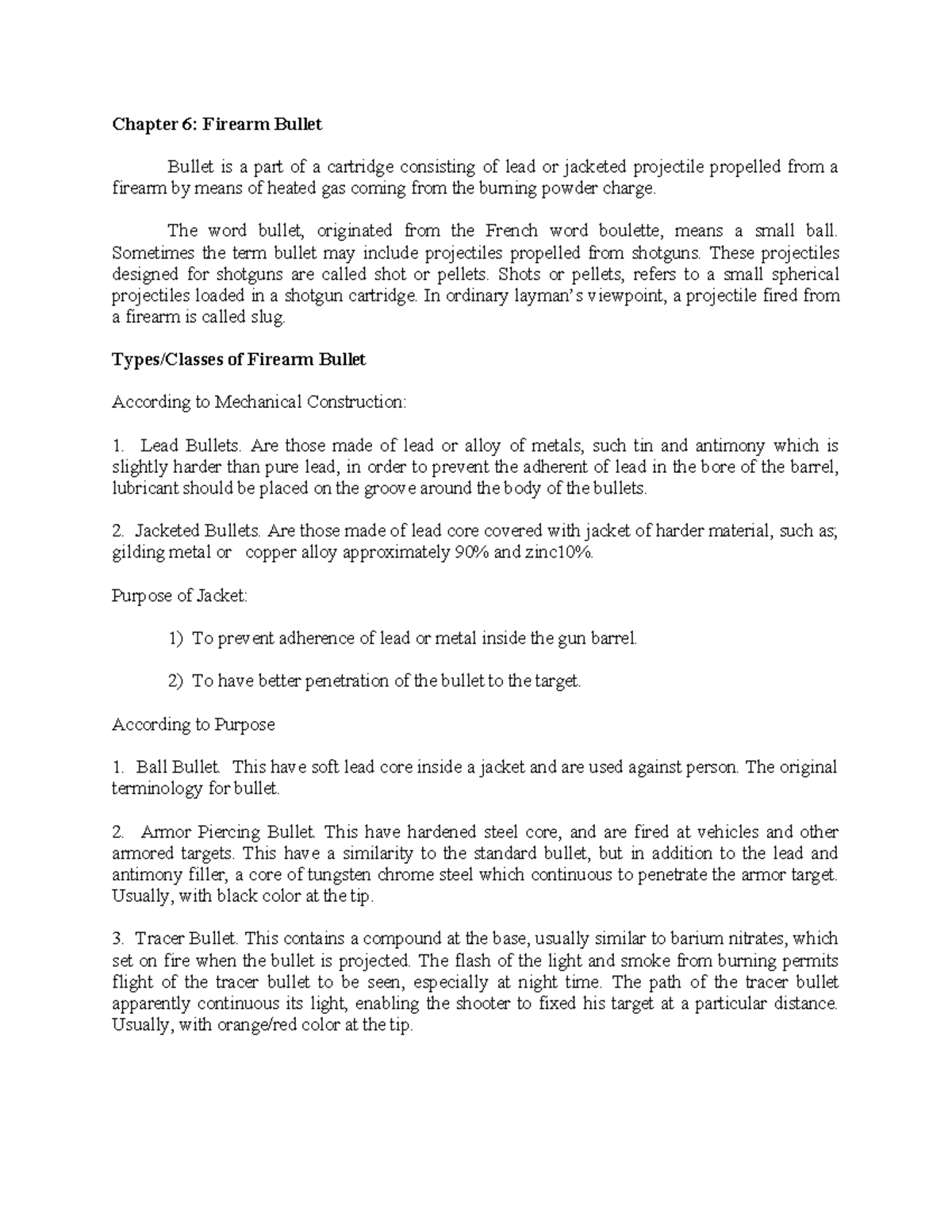 Chapter-6-Bullet - iii - Chapter 6: Firearm Bullet Bullet is a part of ...