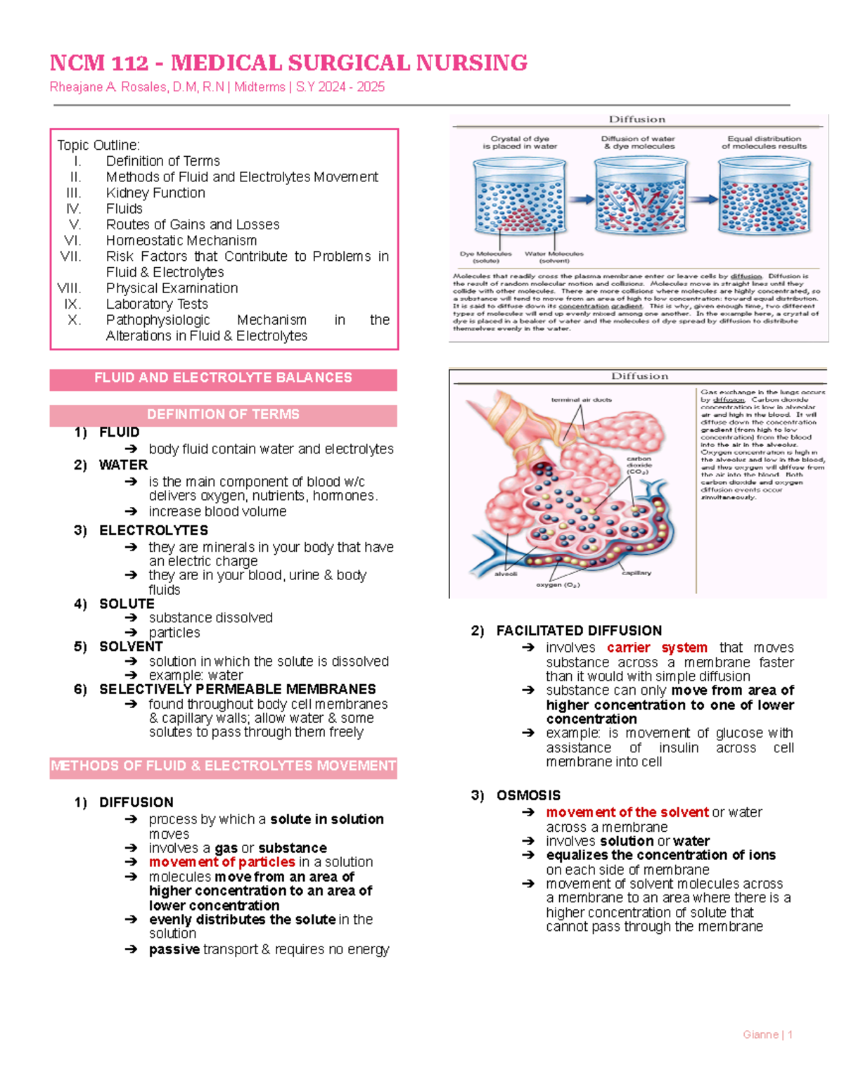 Fluid & Electrolytes Balances - NCM 112 - MEDICAL SURGICAL NURSING ...