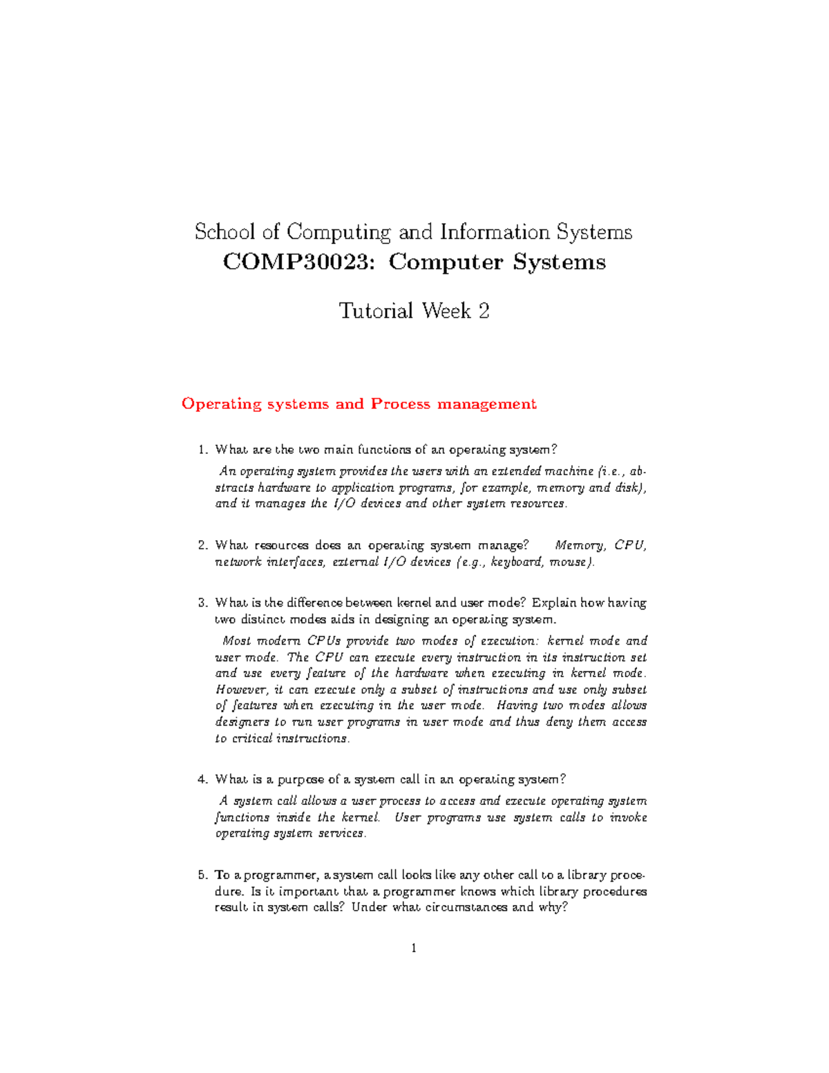 Tutorial-2-solutions - School of Computing and Information Systems COMP30023: Computer Systems ...