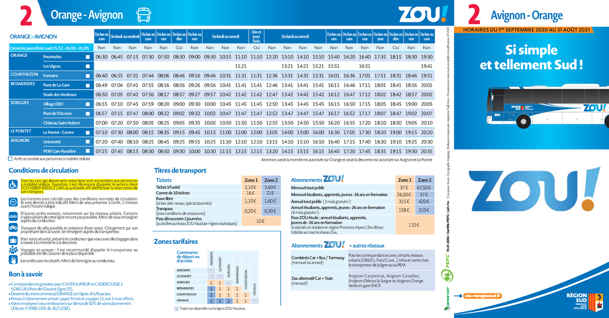 ZOU84 Ligne 2 Avignon Orange - Avignon - Orange 2 Si simple et ...
