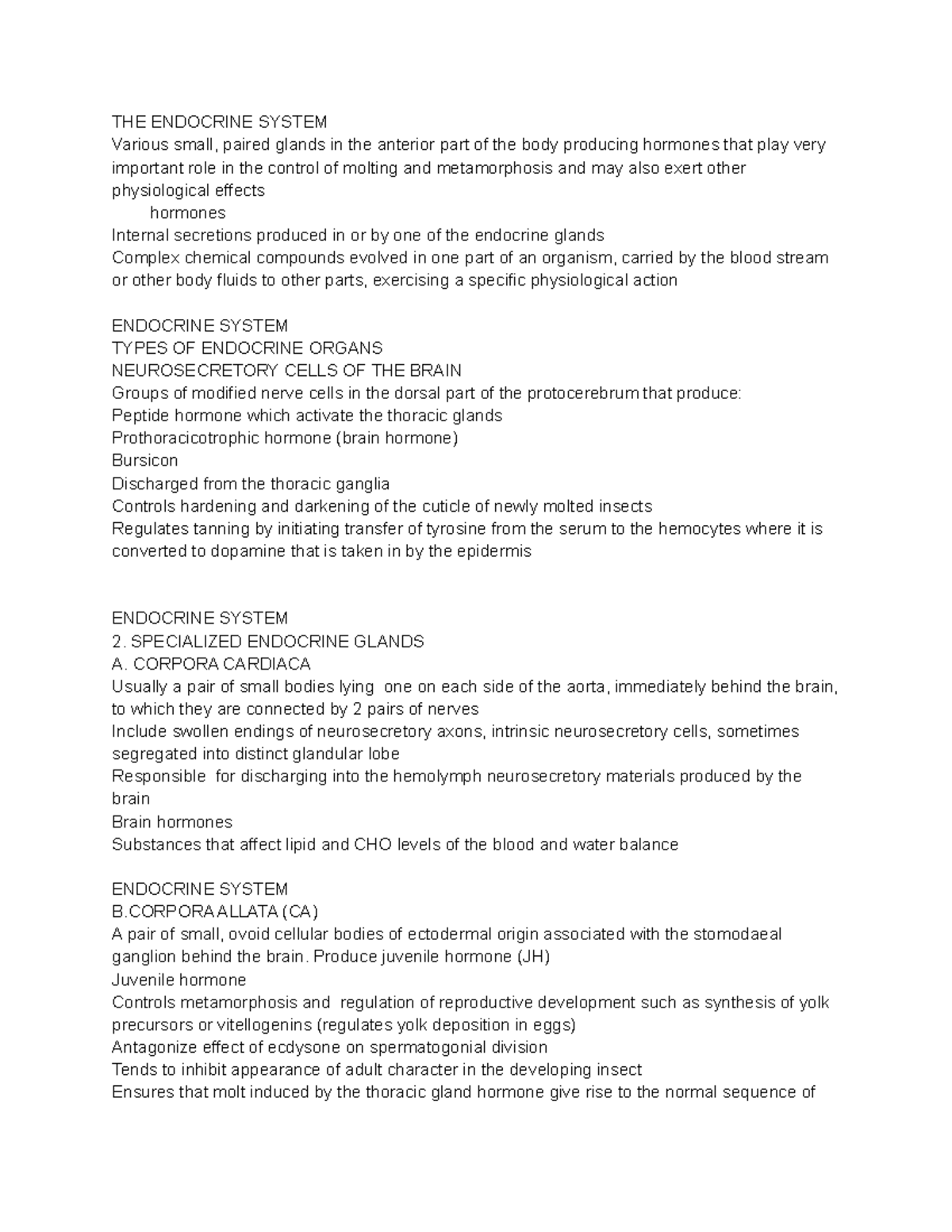 THE Endocrine System - THE ENDOCRINE SYSTEM Various small, paired ...