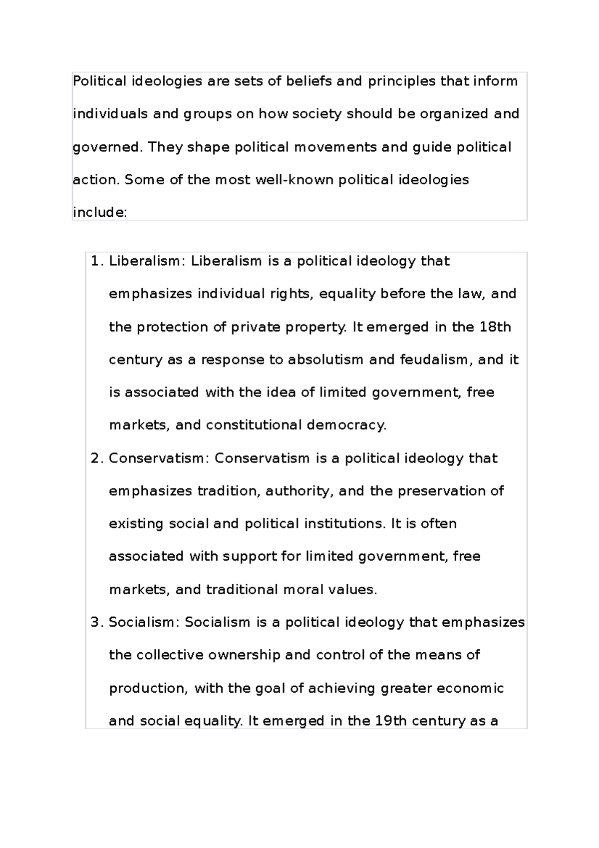 Political ideologies and movements - Political ideologies are sets of ...