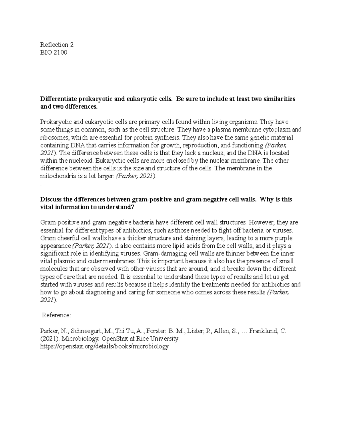 Reflection Microbiology 2 - Reflection 2 BIO 2100 Differentiate ...