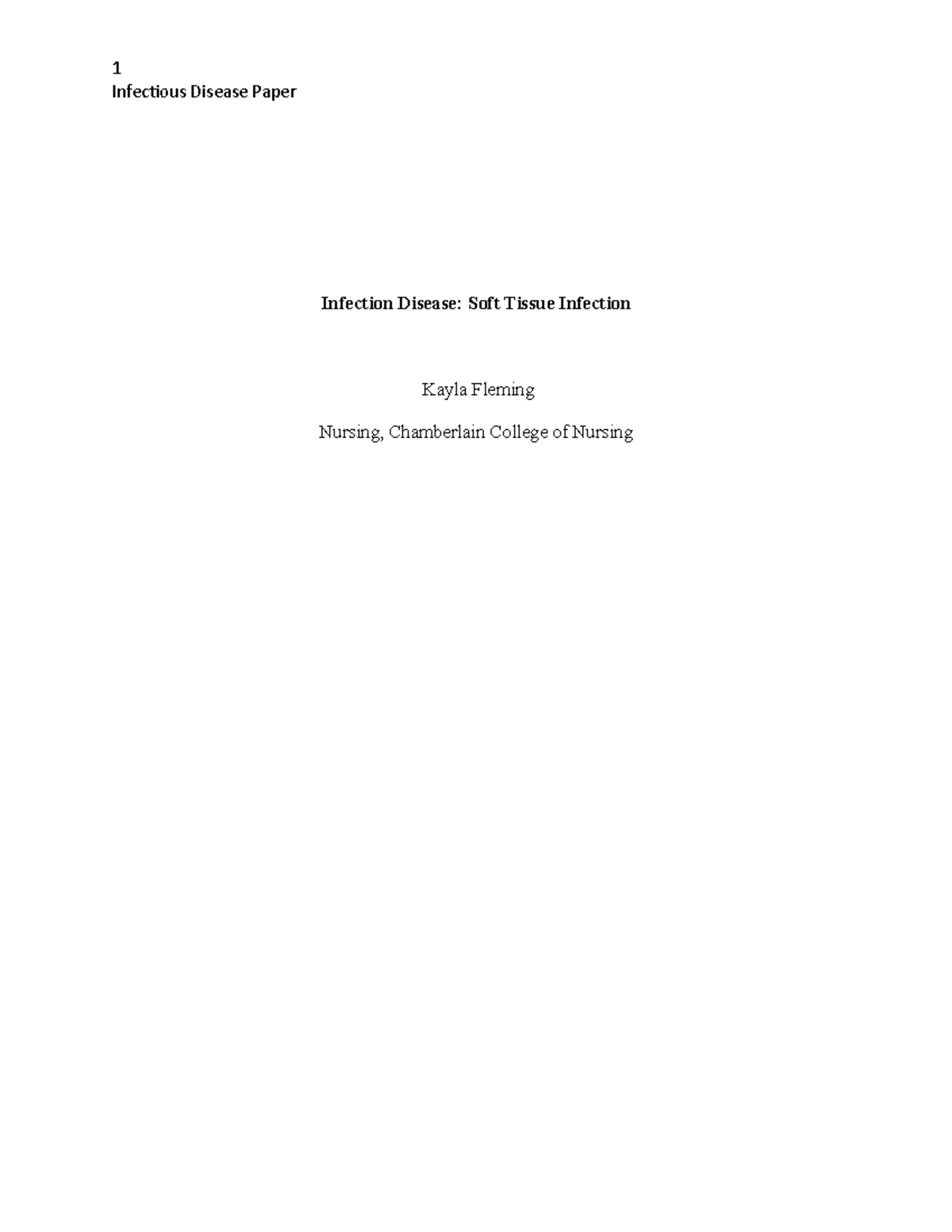 Soft tissue infection - assignment - Infectious Disease Paper Infection ...