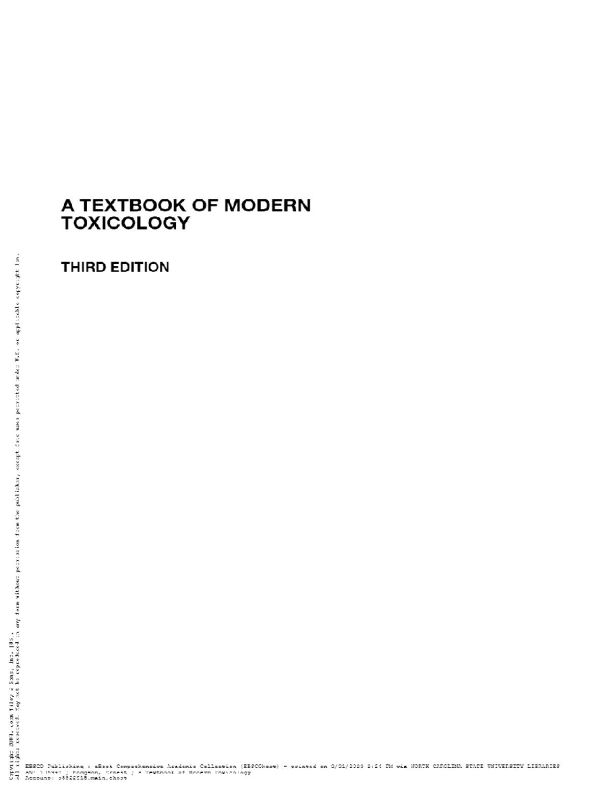 A Textbook of Modern Toxicology - Studocu