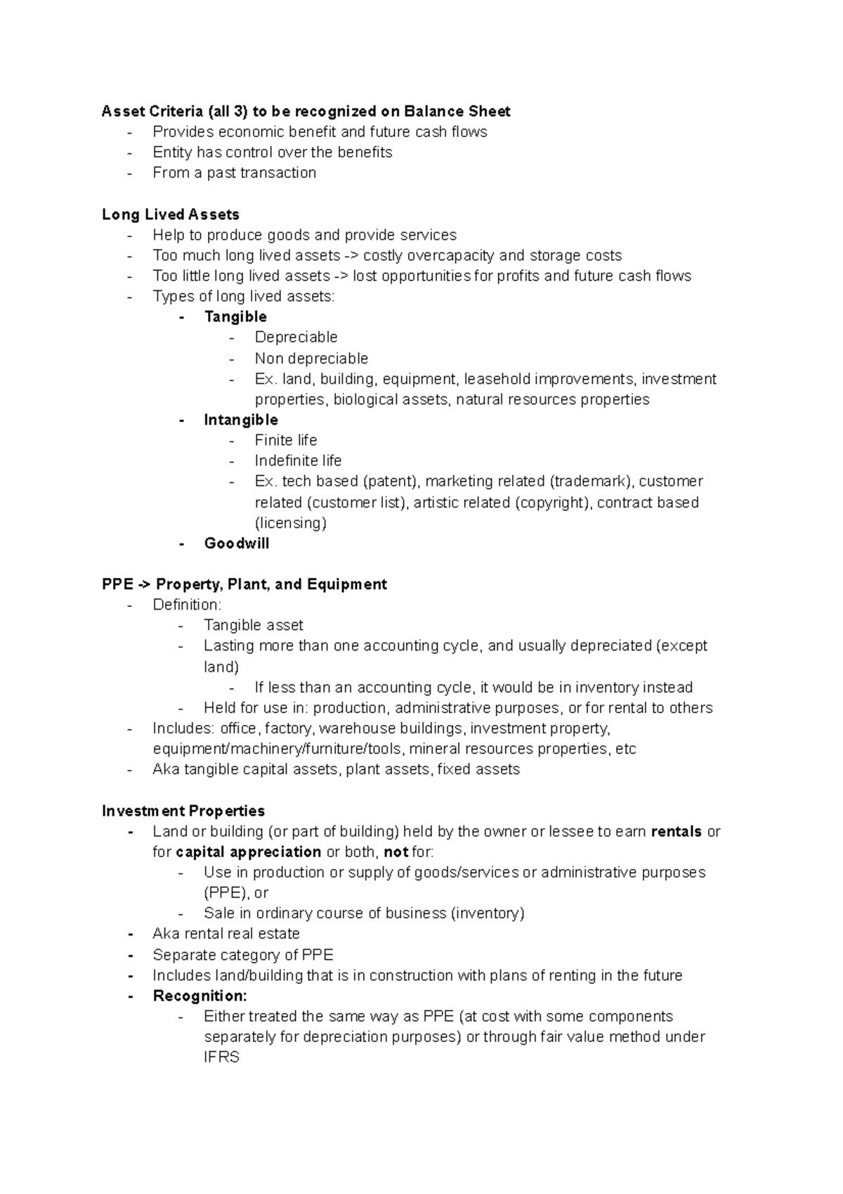 ADMS 3585 ch.10,12 Long Lived Assets Part 1 - Asset Criteria (all 3) to ...