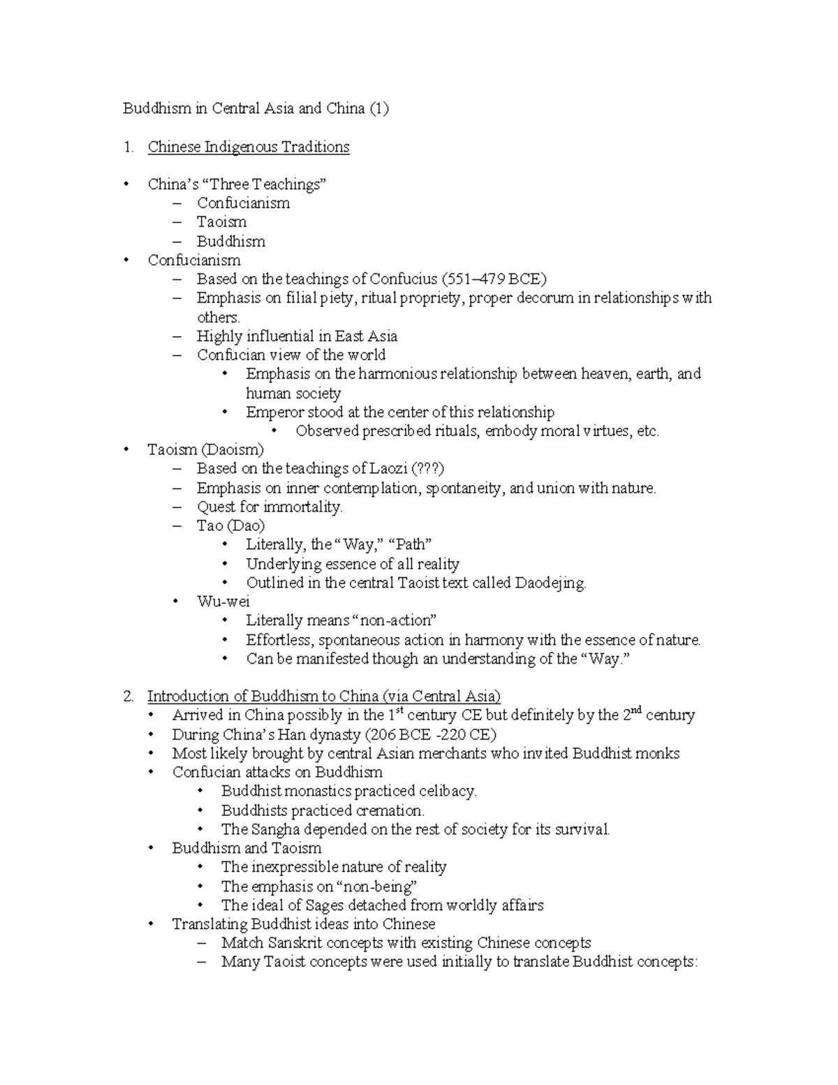 Buddhism in Central Asia and China - Chinese Indigenous Traditions ...