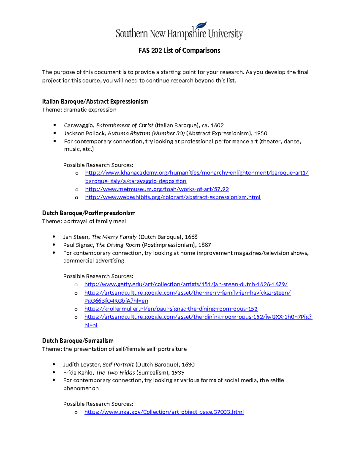 FAS 202 List Comparisons 2022 - FAS 202 List of Comparisons The purpose ...