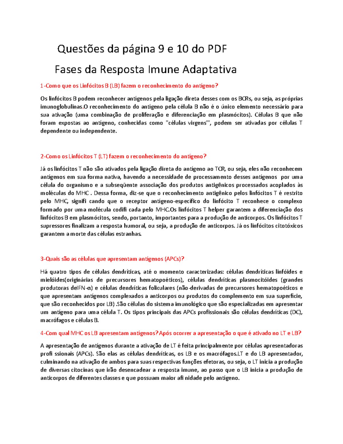 Prova Com Resposta Sobre Fases Da Resposta Imune Adaptativa Warning Tt Undefined Function
