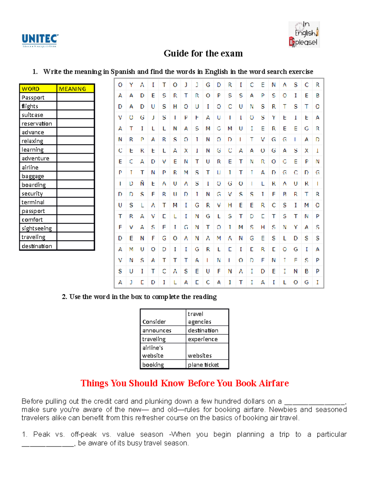 Guide OF LAE 4A 2nd partial - Guide for the exam 1. Write the meaning ...