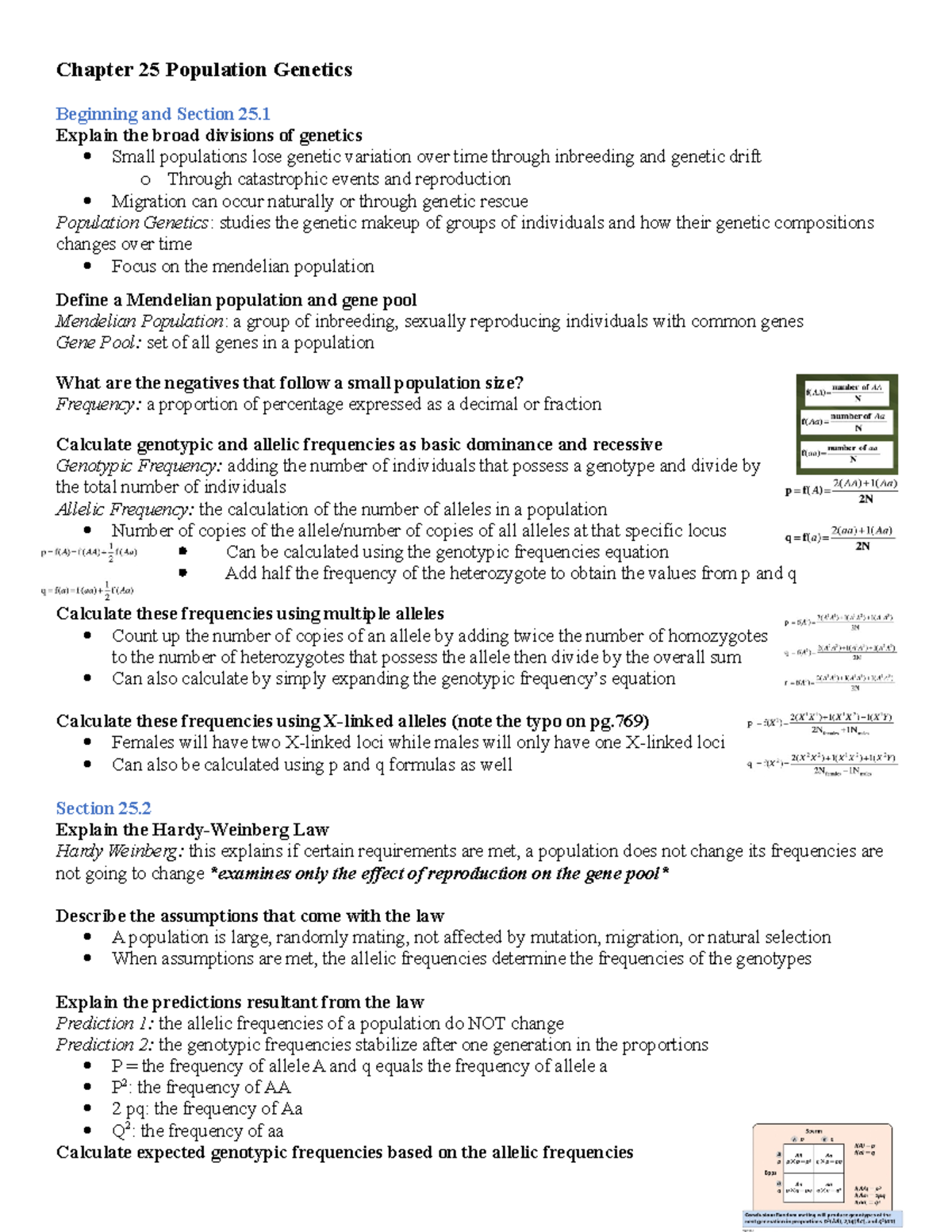 Chapter 25 Population Genetics - BIO 2306 - Baylor University - Studocu