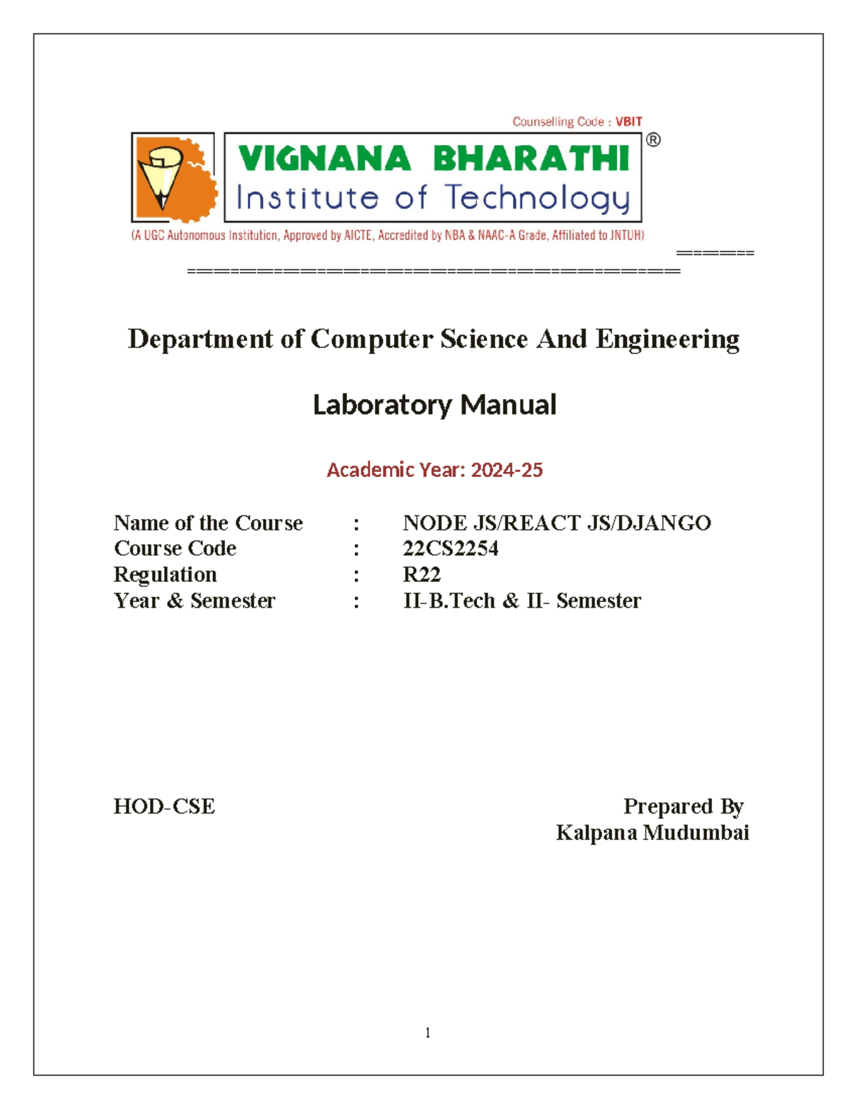 Print nodejs lab manual ...