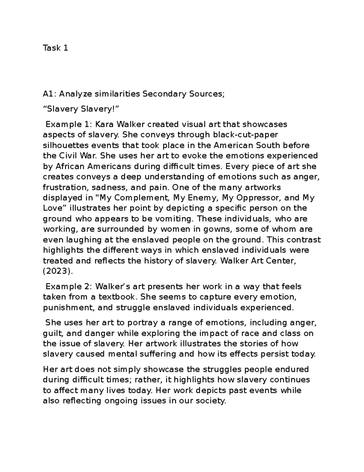 Us history task 1 - Task 1 A1: Analyze similarities Secondary Sources ...