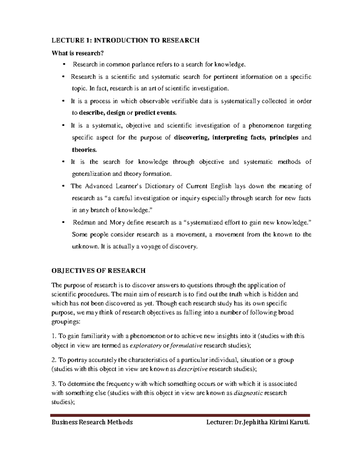 Lecture 1 Introduction TO Research 1 220916 2019 57 - LECTURE 1 ...