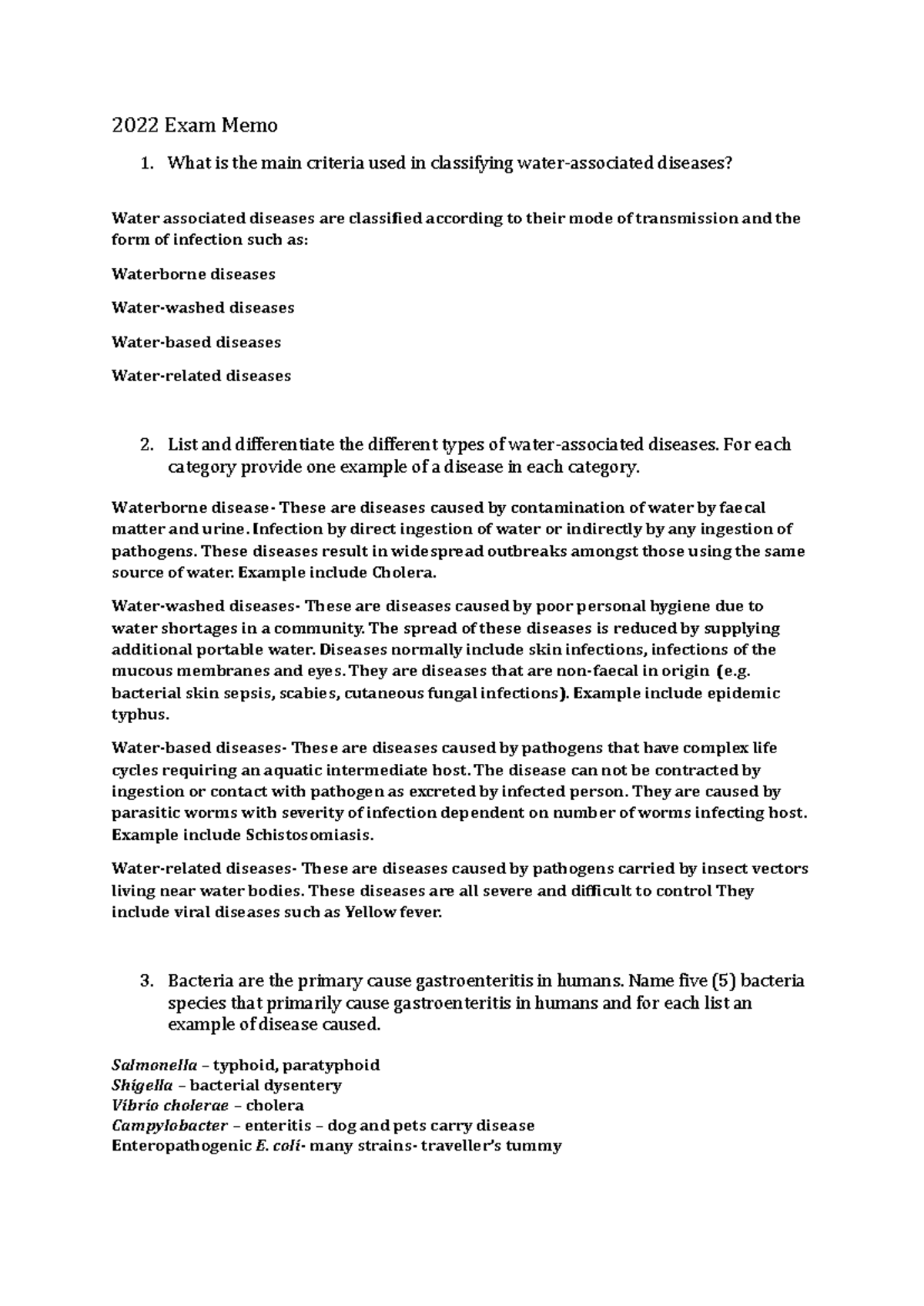 2022 Exam memo - memo - 2022 Exam Memo 1. What is the main criteria ...