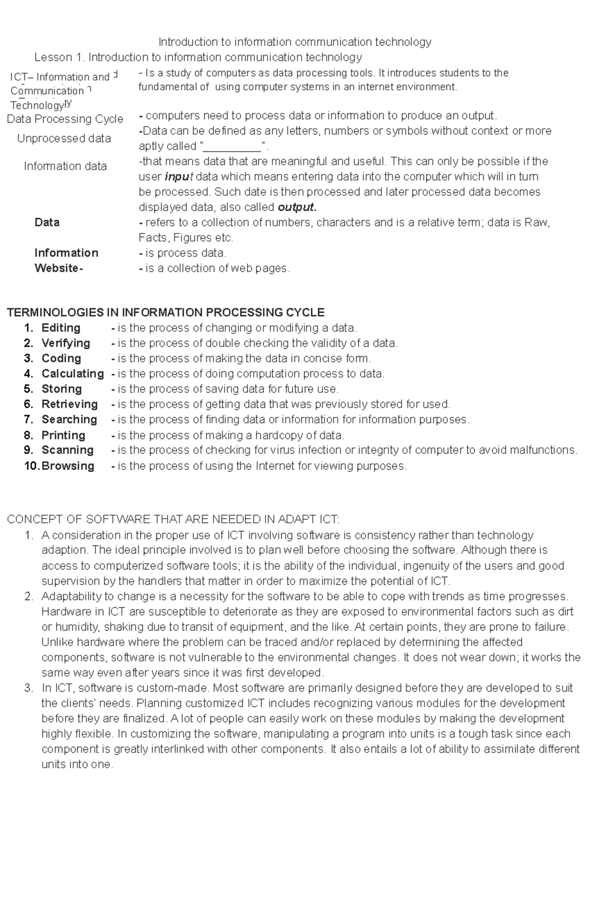 ICT Information and Communication Technology - Introduction to ...