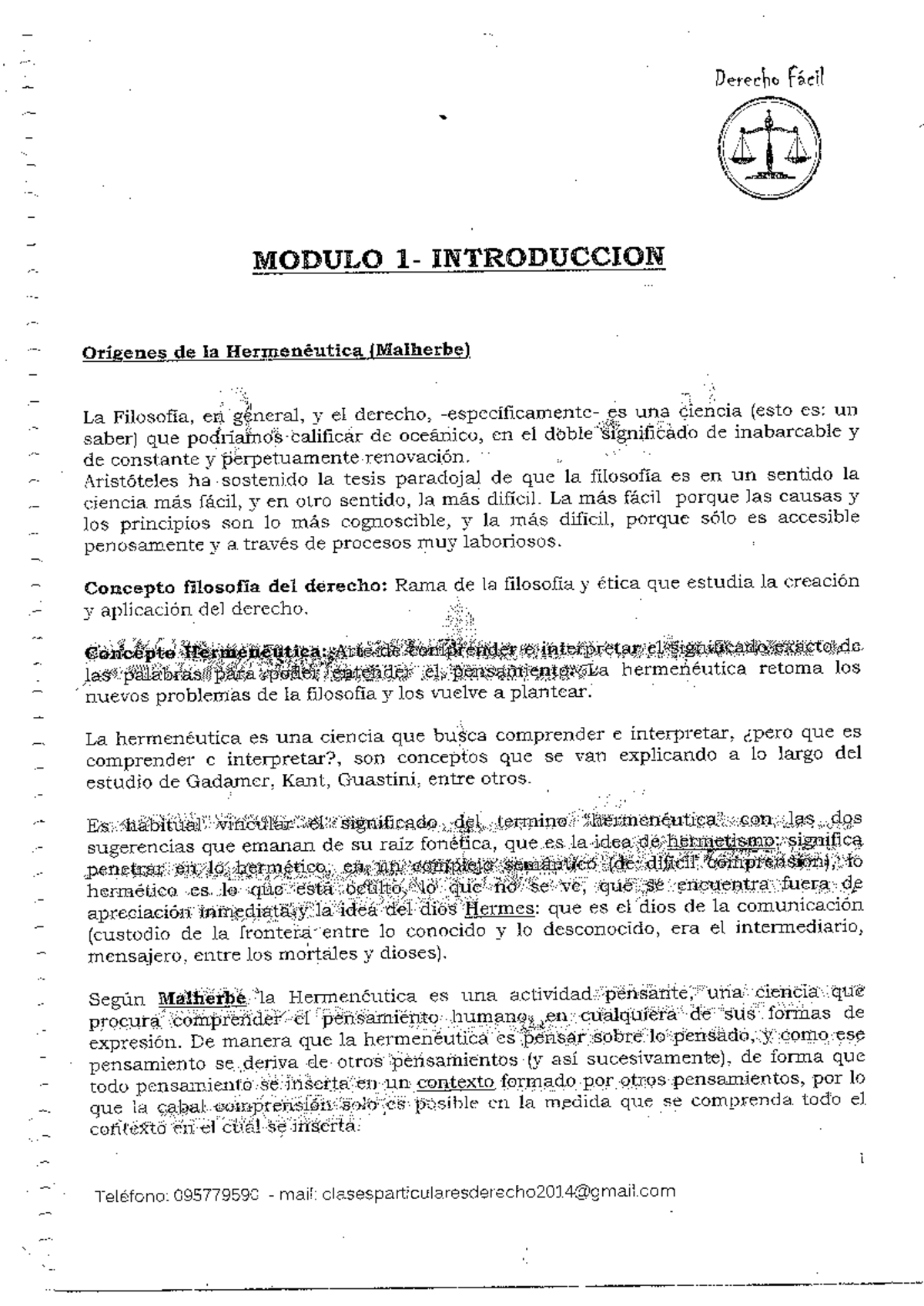 Resumen Filosofia Academia - Derecho Facil MODULO INTRODUCCION Orígenes de la Hermenéutica - Studocu