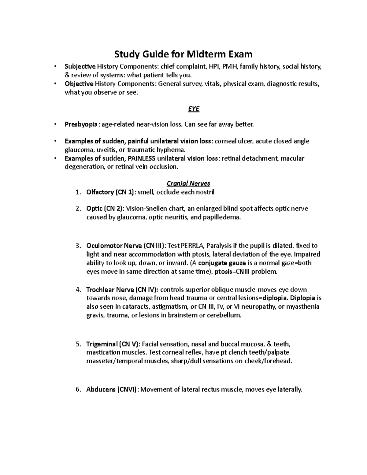 Midterm study guide Completed - Study Guide for Midterm Exam Subjective History Components ...