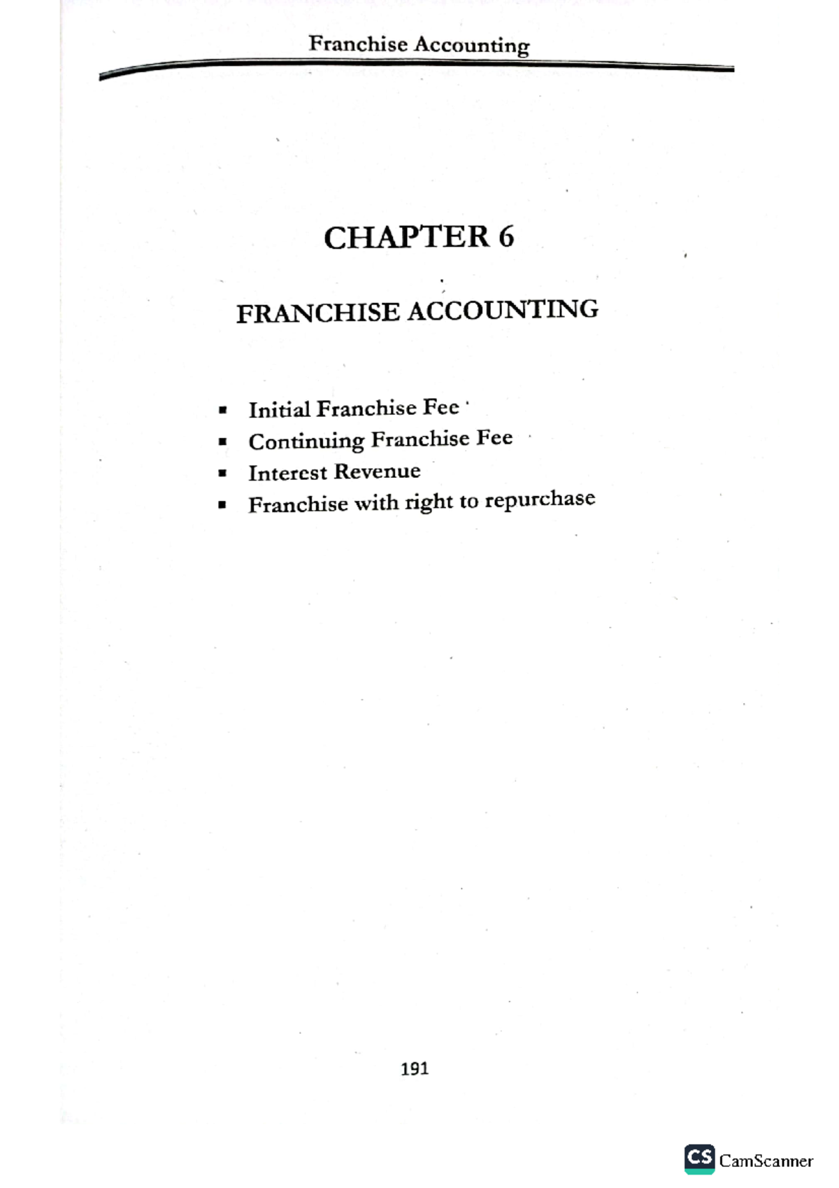 Chapter 6 - Franchise Accounting - BS Accountancy - Studocu