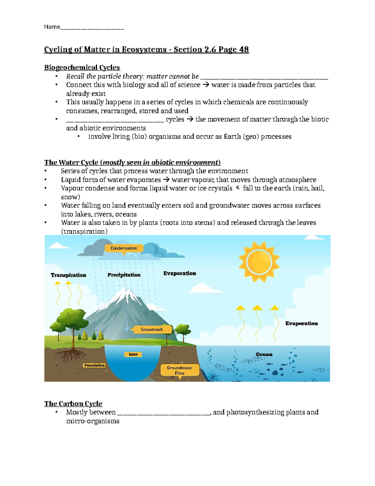Note Pages - Lesson 4 - Class notes for nutrient cycles with pictures ...