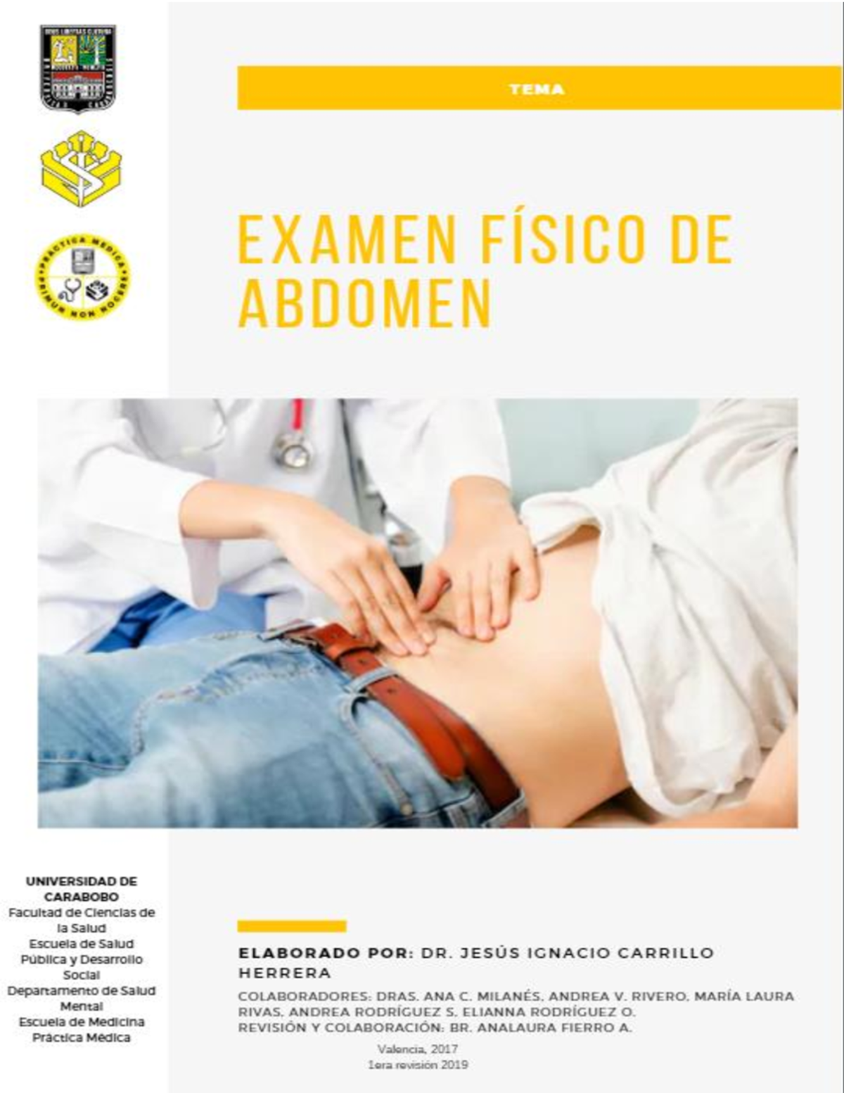Examen Fisico Abdomen-AFA - Facultad de Ciencias de la Salud Escuela de ...