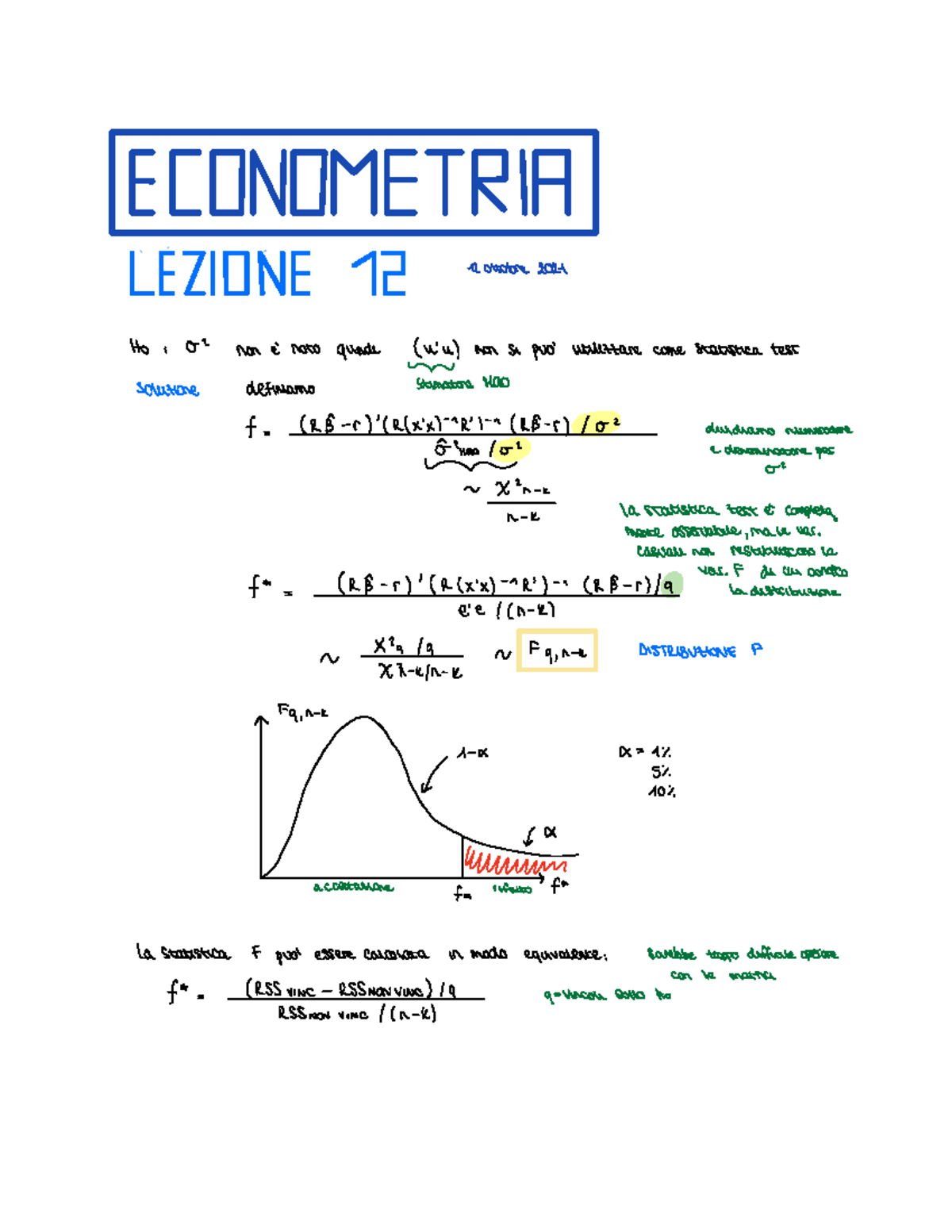 Econometria - lezione 12 - Introduzione All'Econometria - Studocu