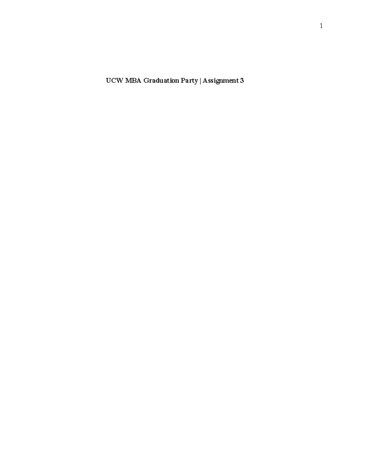 Proj mgt - Assignment 1 - UCW MBA Graduation Party | Assignment 2 ...