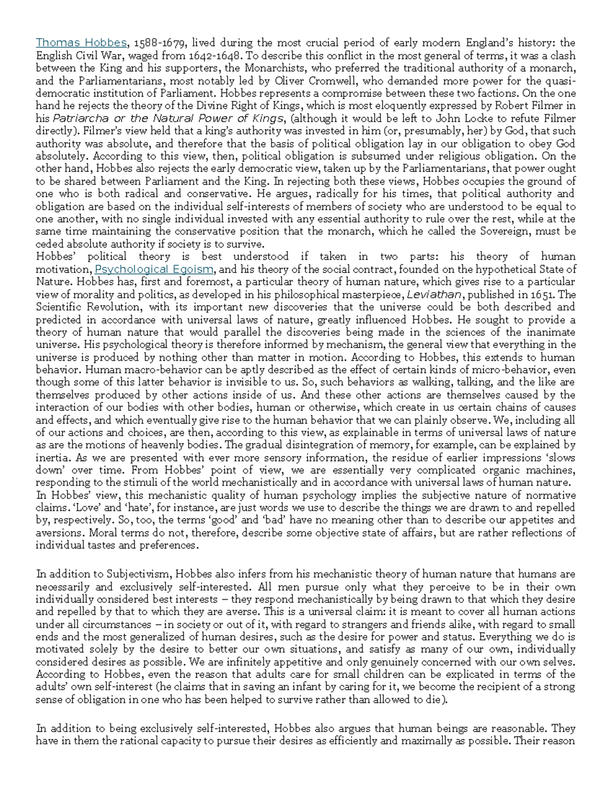 theory of social contract by hobbes and locke - Thomas Hobbes, 1588 ...