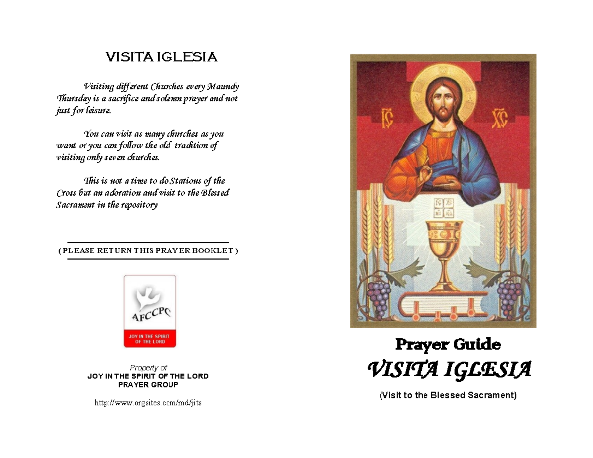 Bisita iglesia guide prayer - VISITA IGLESIA Visiting different ...