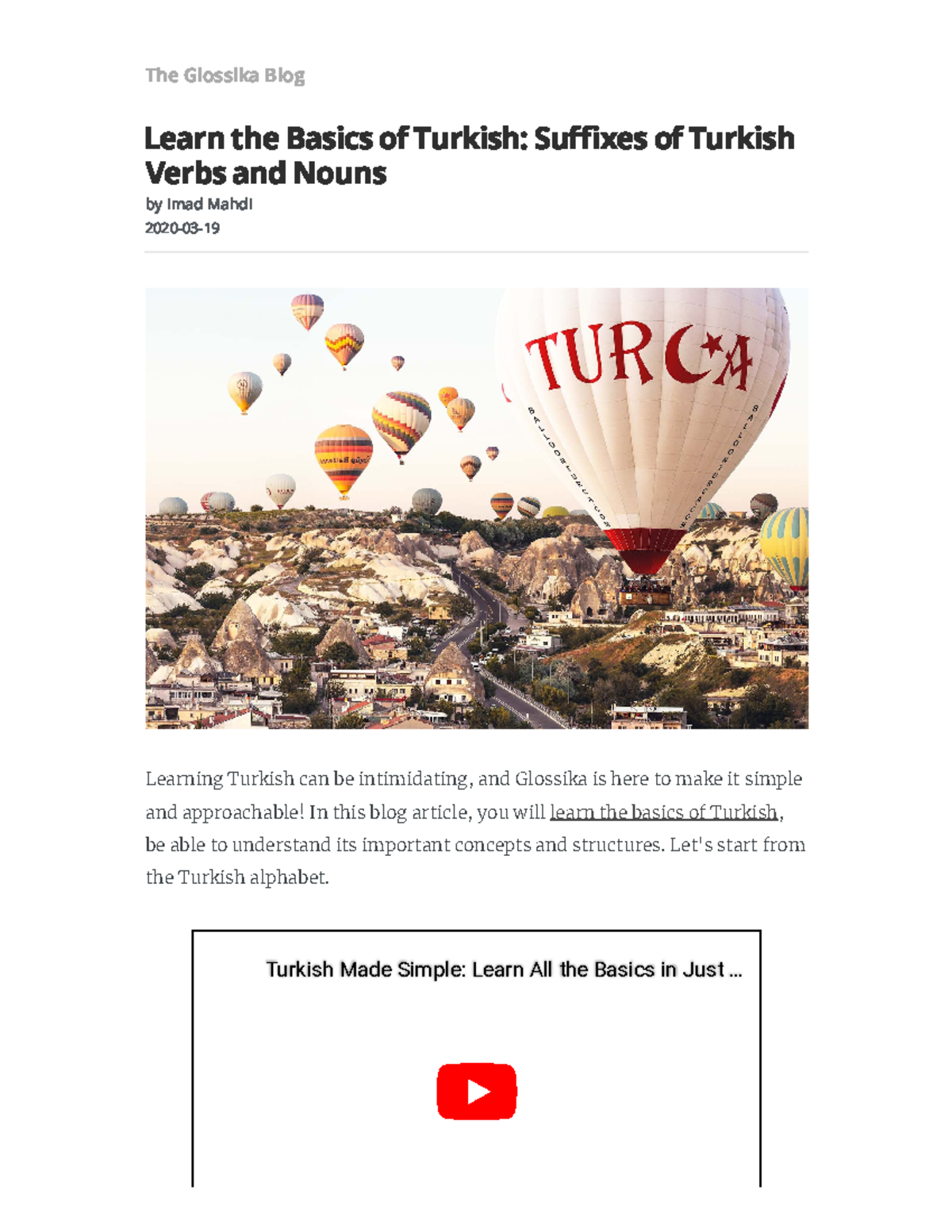 Learn the Basics of Turkish Suffixes of Turkish Verbs and Nouns The Glossika Blog - The Glossika ...