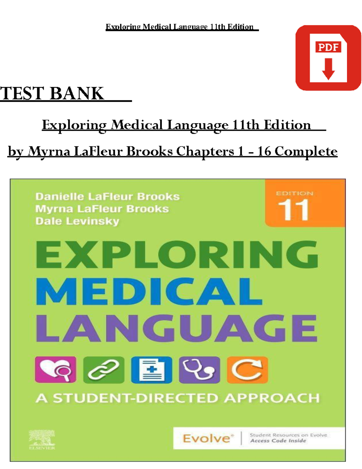 TEST BANK Exploring Medical Language 11th Edition by Myrna La Fleur ...