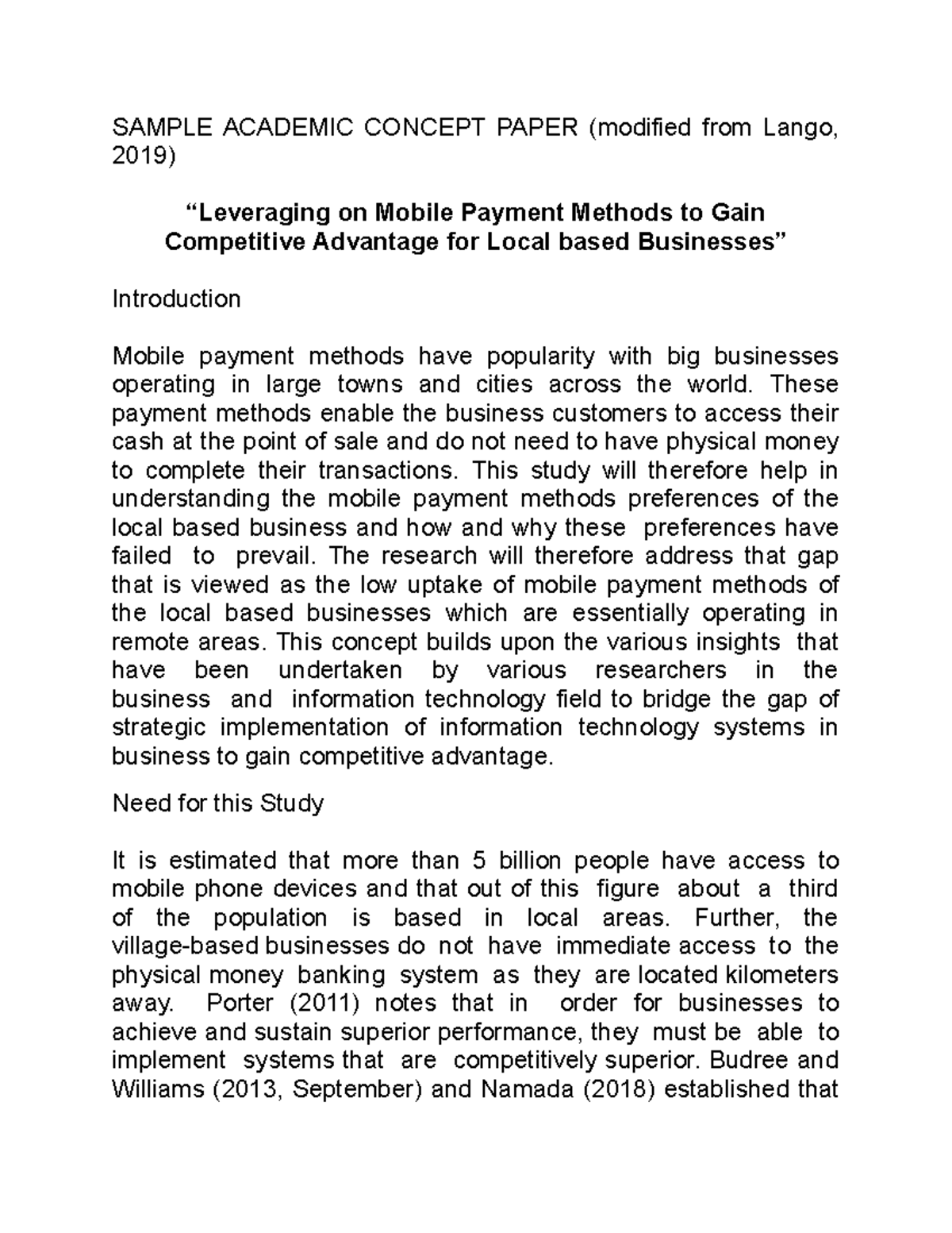 Sample Academic Concept Paper pt 1 - SAMPLE ACADEMIC CONCEPT PAPER ...