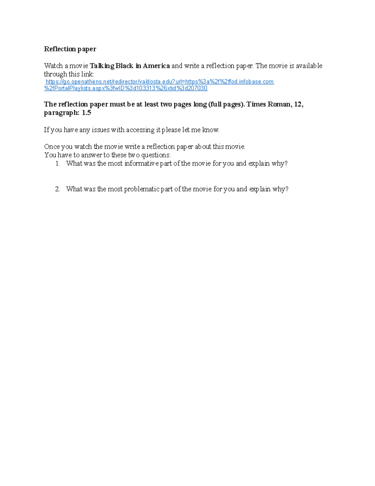 Reflection Paper Guidelines - Reflection paper Watch a movie Talking ...
