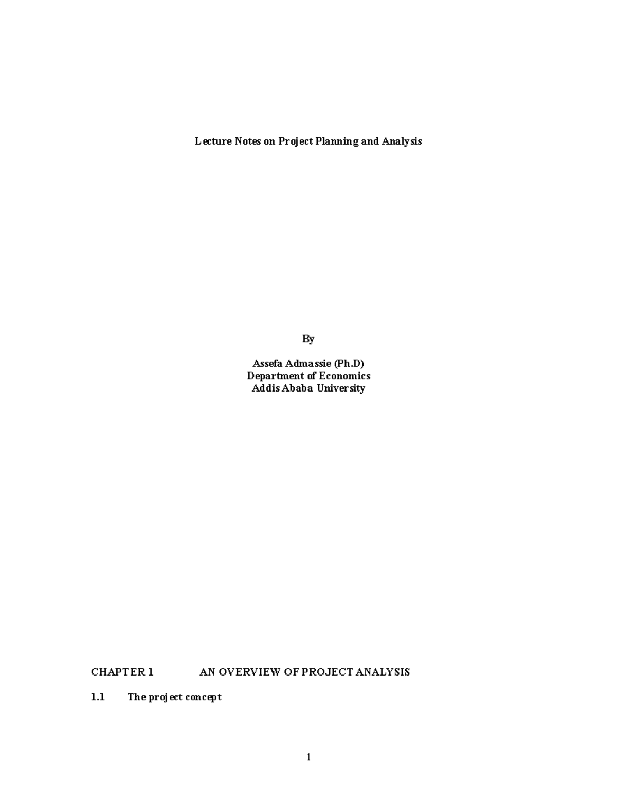 Project planning notes - Lecture Notes on Project Planning and Analysis ...