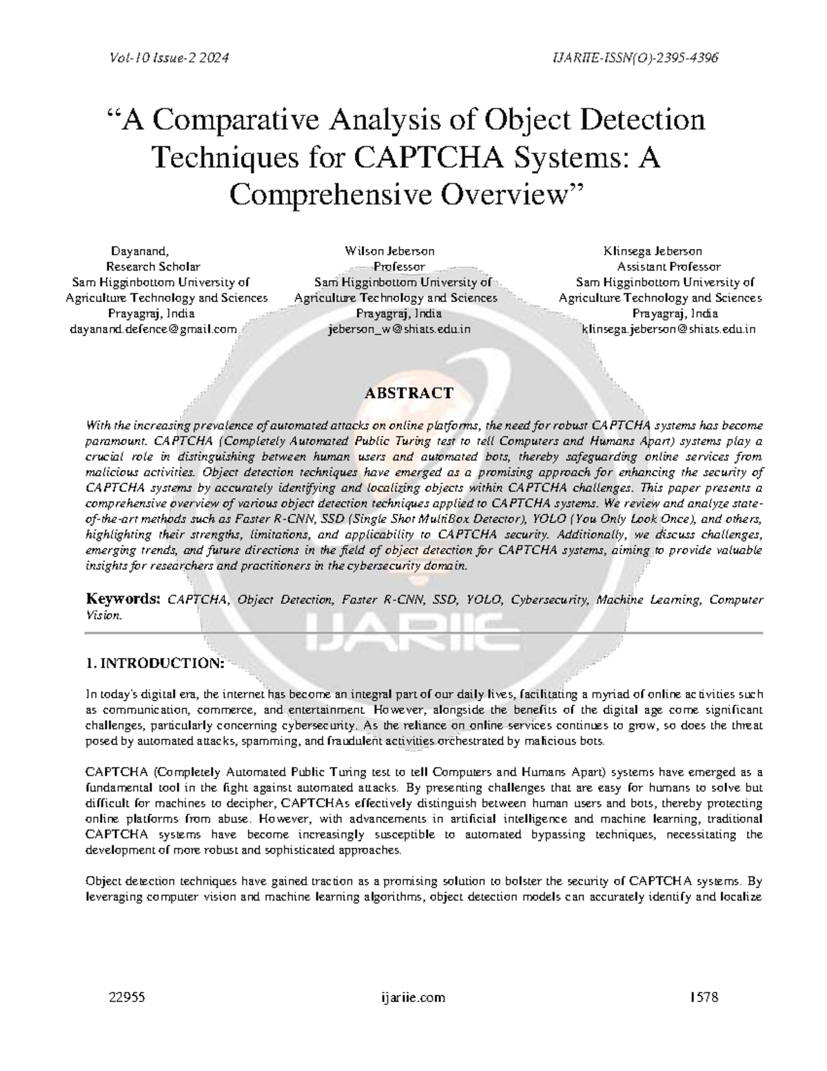 A Comparative Analysis of Object Detection Techniques for Captcha Systems A Comprehensive ...