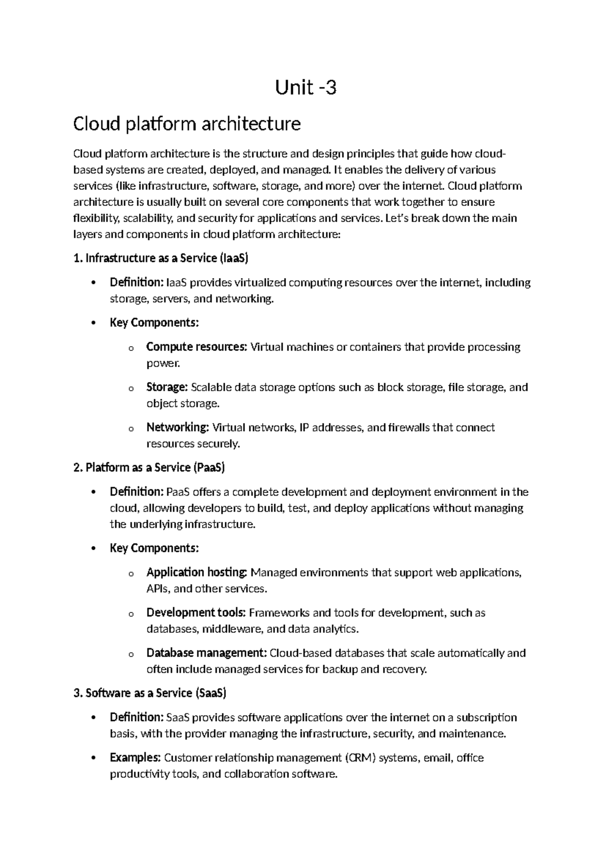 Cloudcomputing Unit-3 - Unit - Cloud platform architecture Cloud ...