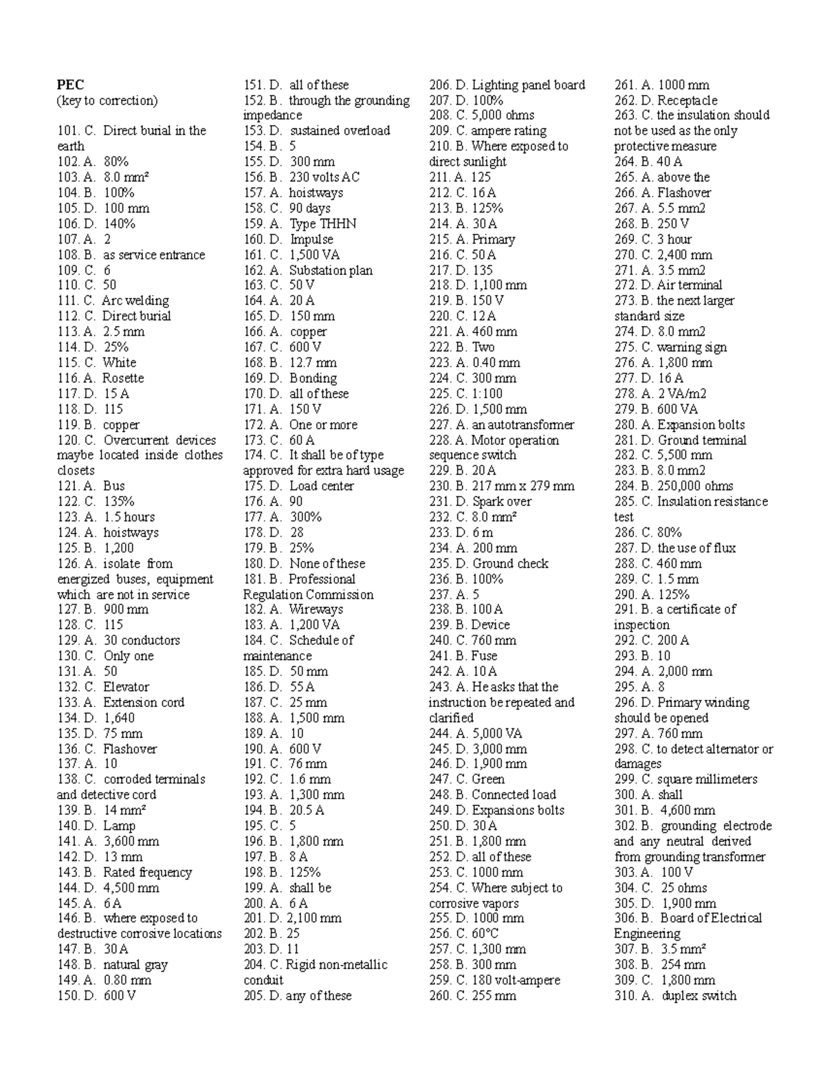 PEC pinoybix key to correction - PEC (key to correction) C. Direct ...
