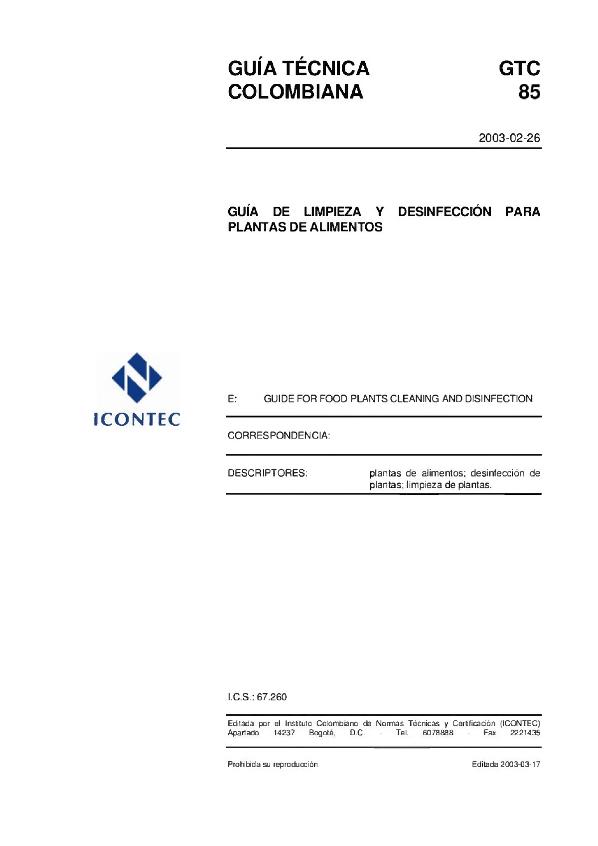 Gtc85 - normativa sobre desinfección en plantas - GUÍA TÉCNICA GTC ...