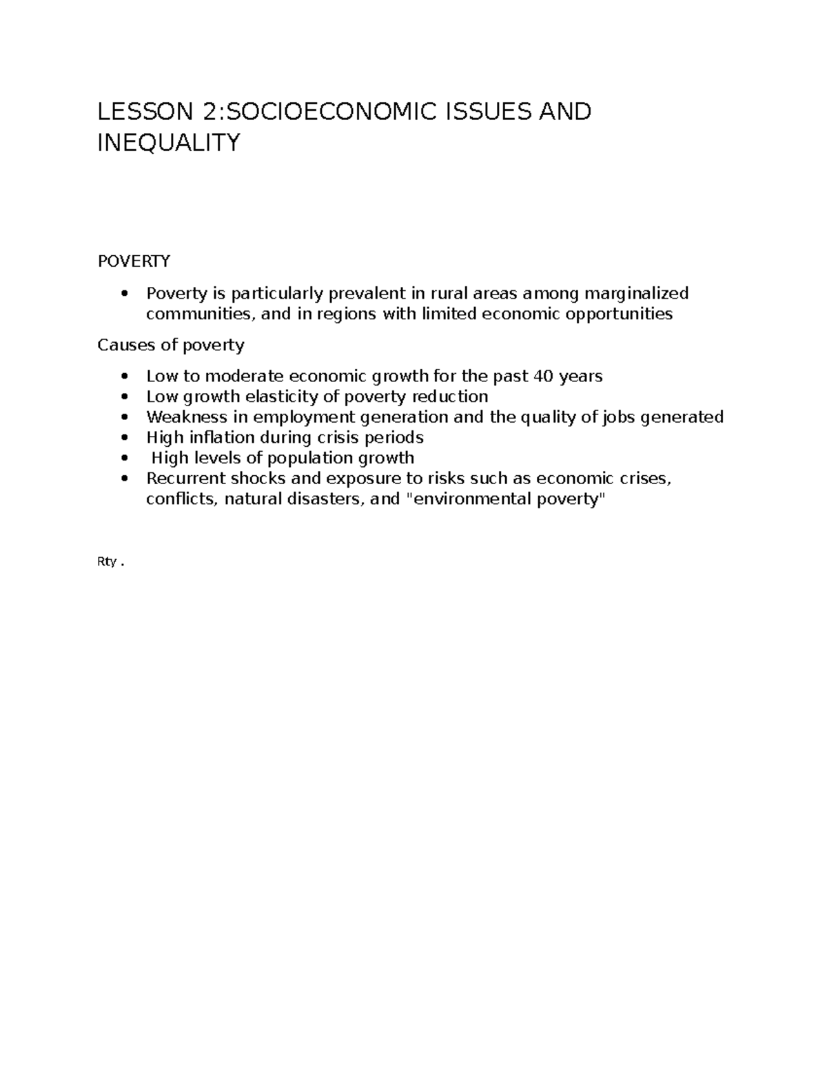 Lesson 2 - Sterile - LESSON 2:SOCIOECONOMIC ISSUES AND INEQUALITY ...