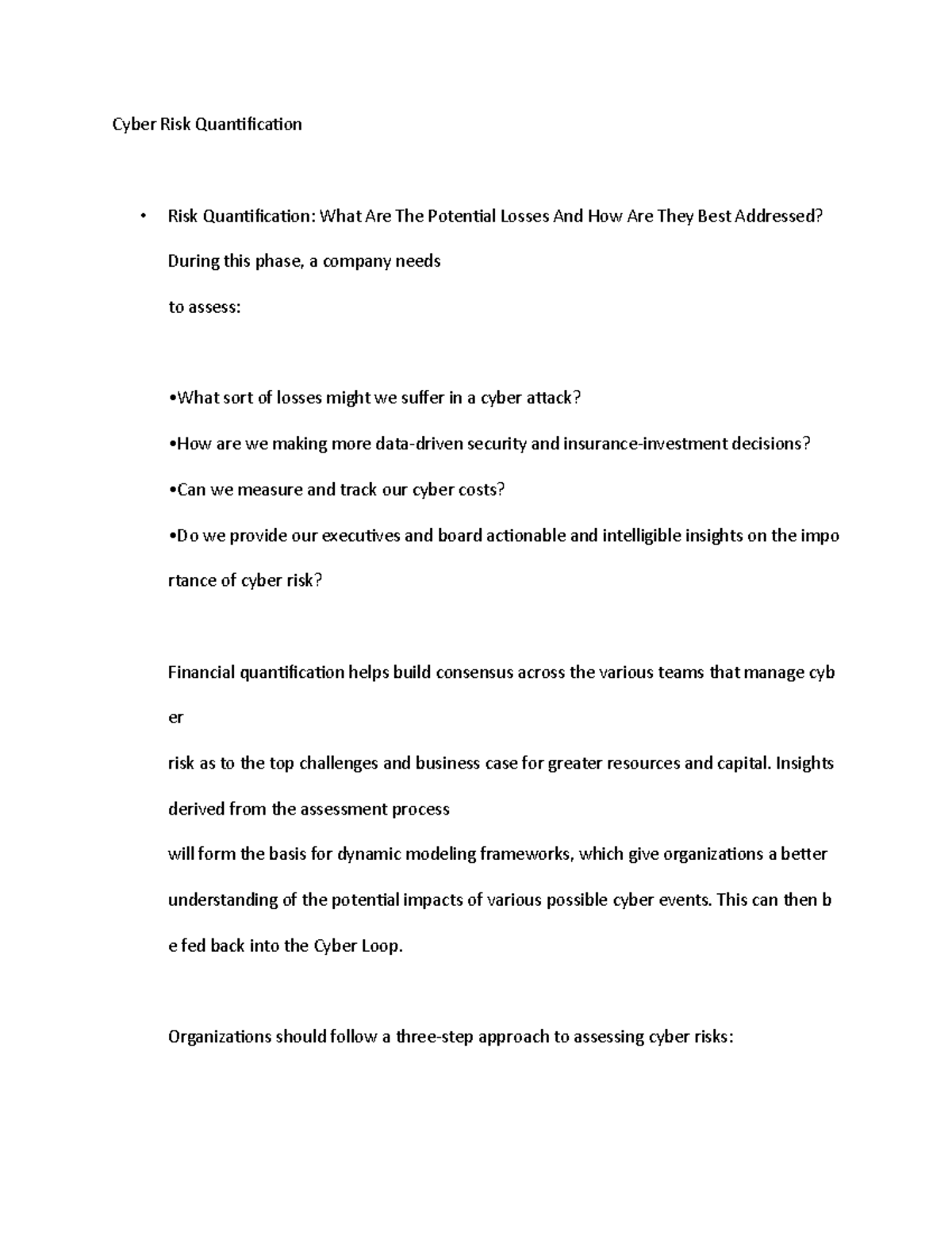 Cyber Risk Quantification - Cyber Risk Quantification Risk ...