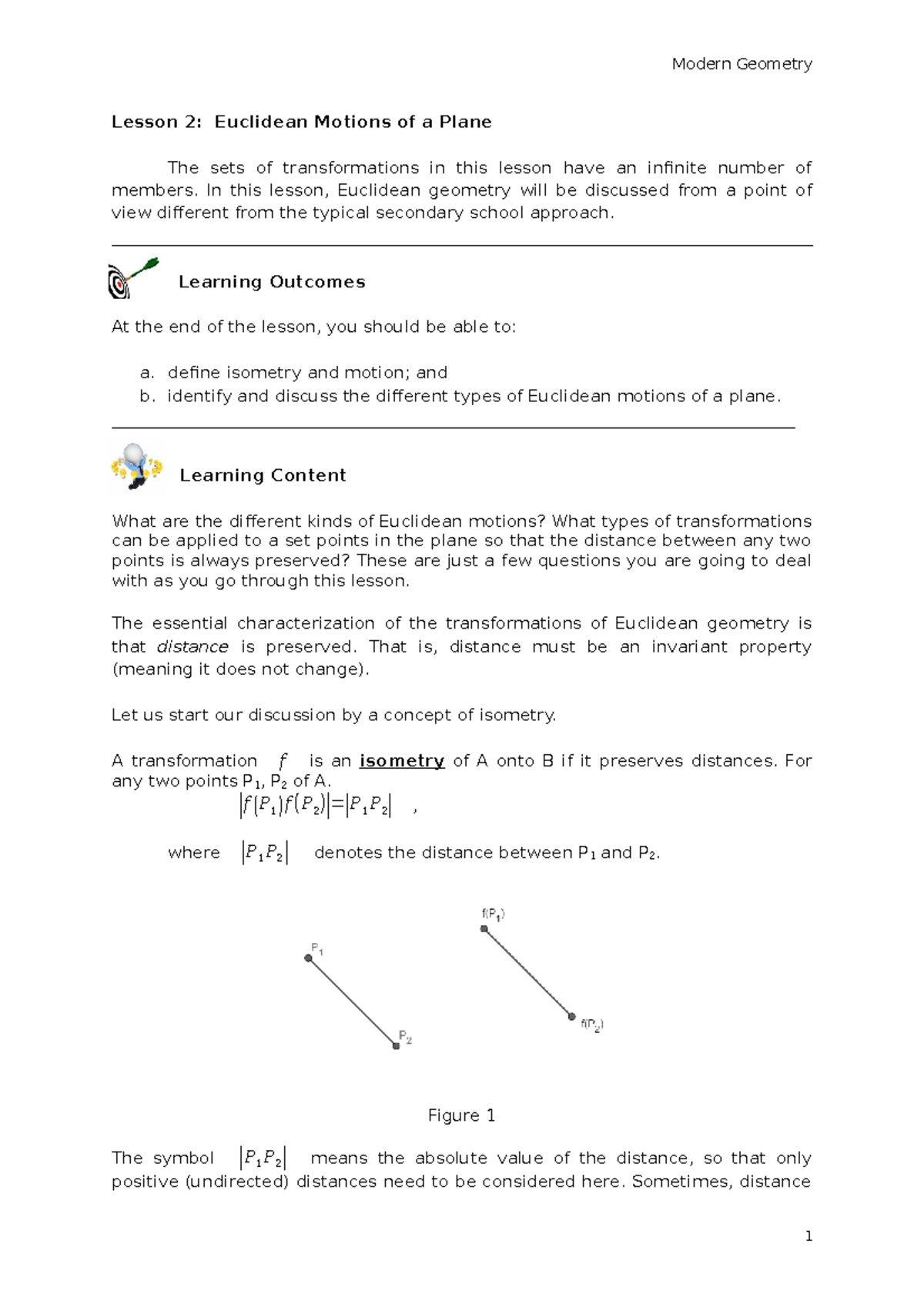 Module 3 Lesson 2 Euclidean Motions of a Plane - Lesson 2: Euclidean ...