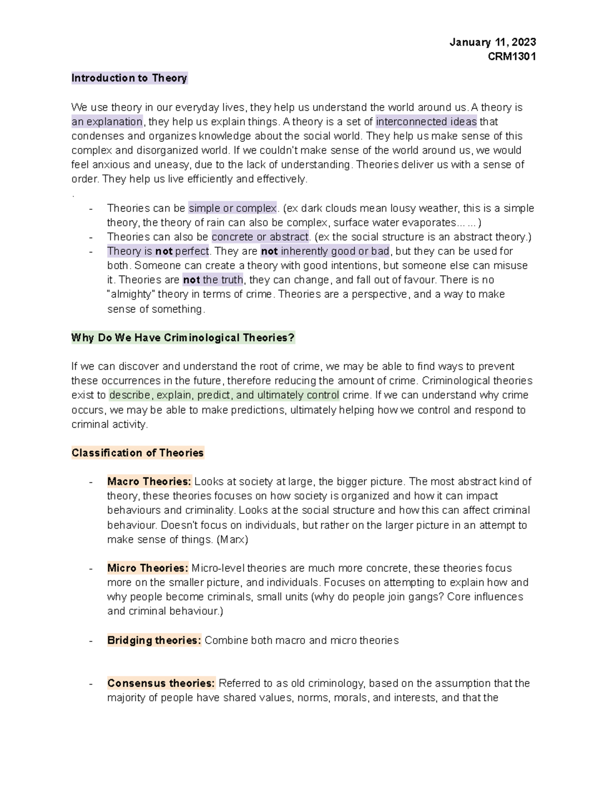 Crm1301 Lecture 1 Intro To Theory January 11 2023 Crm Introduction To Theory We Use Theory